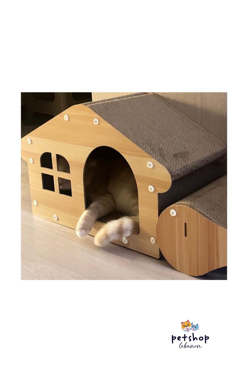 Cat Wooden house scratcher - house shape | pet shop Lebanon